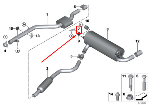 NEW BMW 2 COUPE F22 REAR RIGHT MUFFLER BRACKET 7620364 18307620364 ...