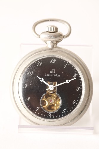 Louis Delon Taschenuhr silberfarben,offene Unruh im Ziffernblatt, 4,5 ...