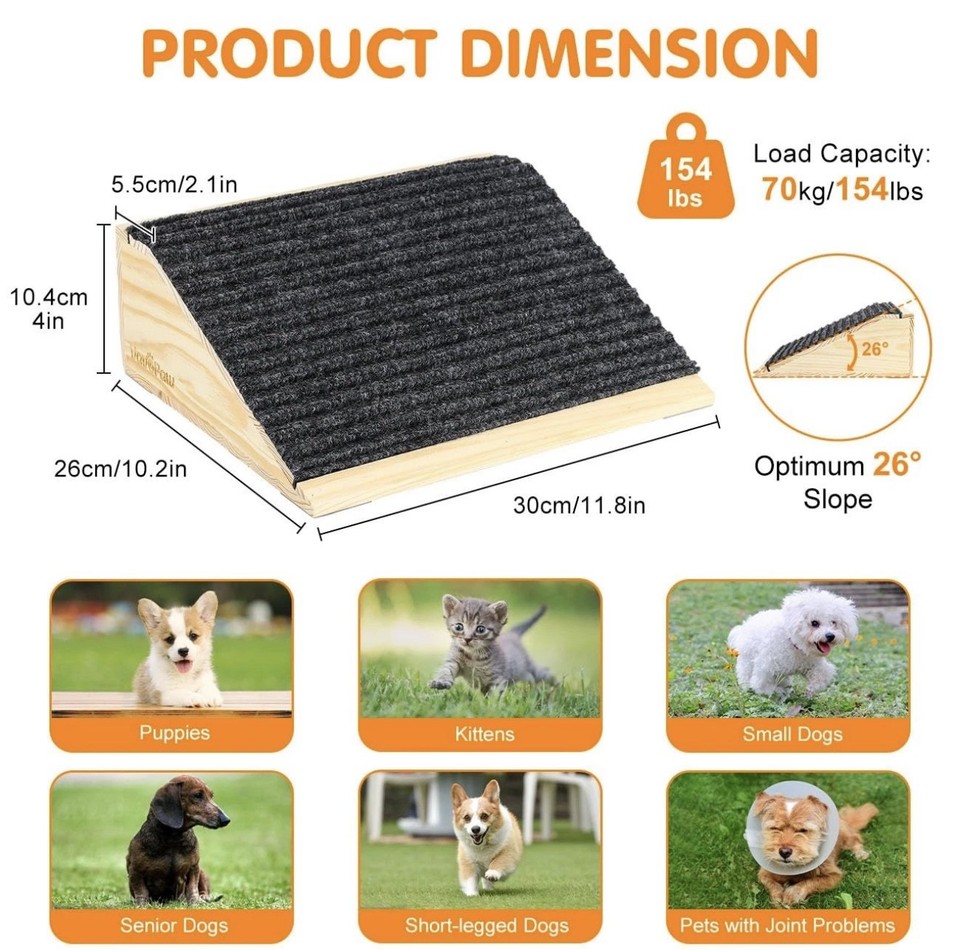 Dog Ramp for Stairs, Non-Slip Dog Stairs, Low-Angled Pet Ramps Dogs (2 ...