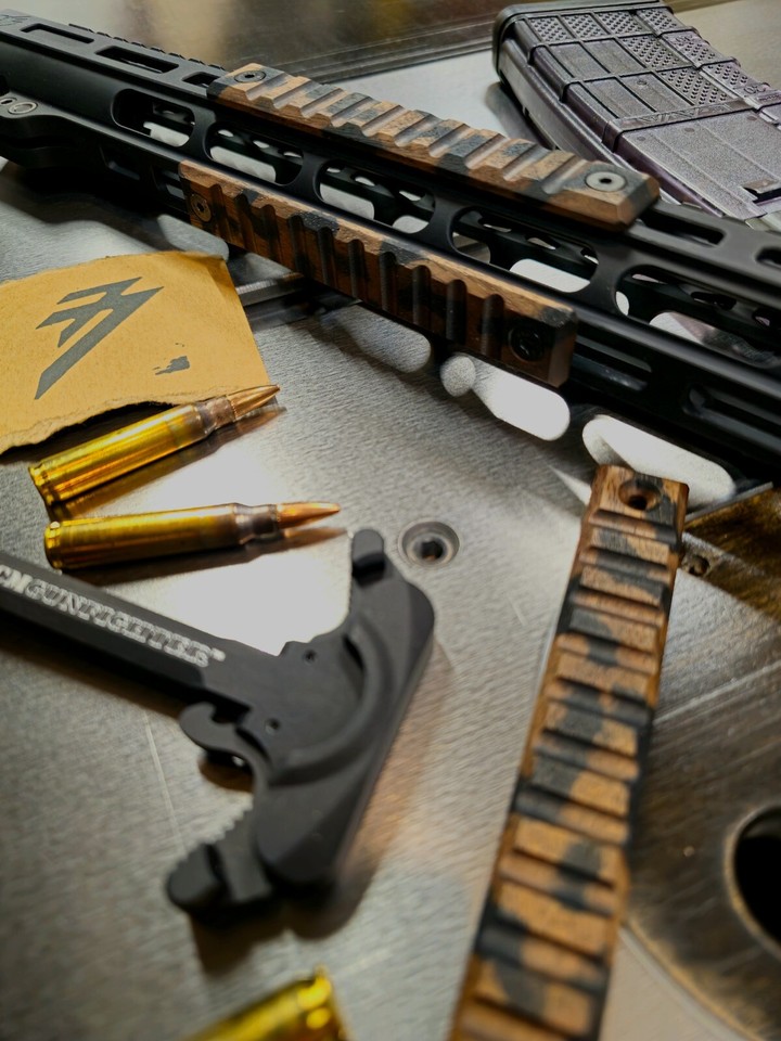 Wood Mlok & Keymod Rail Cover LARGE GROOVES Texture -CAMO WALNUT *1 ...