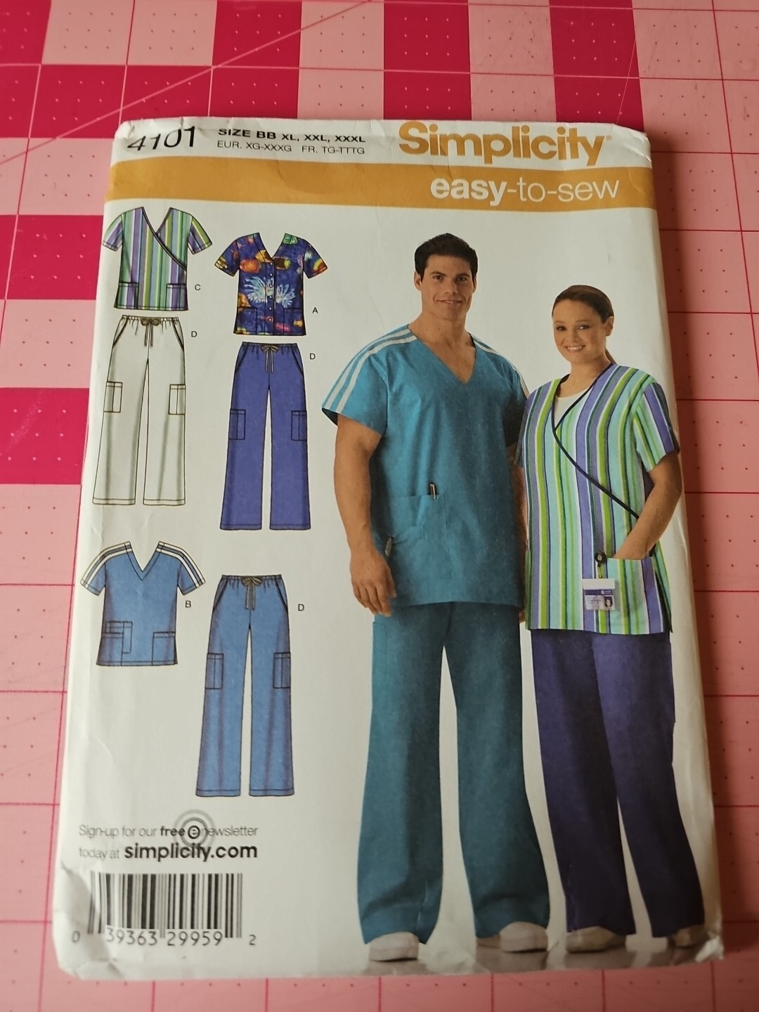 Simplicity Pattern 4101 Scrubs Top Pants Medical Profession Unisex XL ...