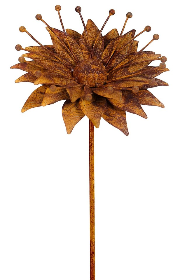 Metal Rust Garden Flowers Stakes - Outdoor Sculpture Decorative Plant ...