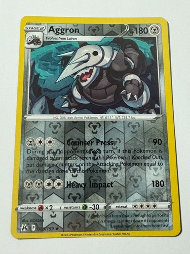 Aggron 89/159 Reverse Holo Rare Crown Zenith Pokemon Card NM | eBay