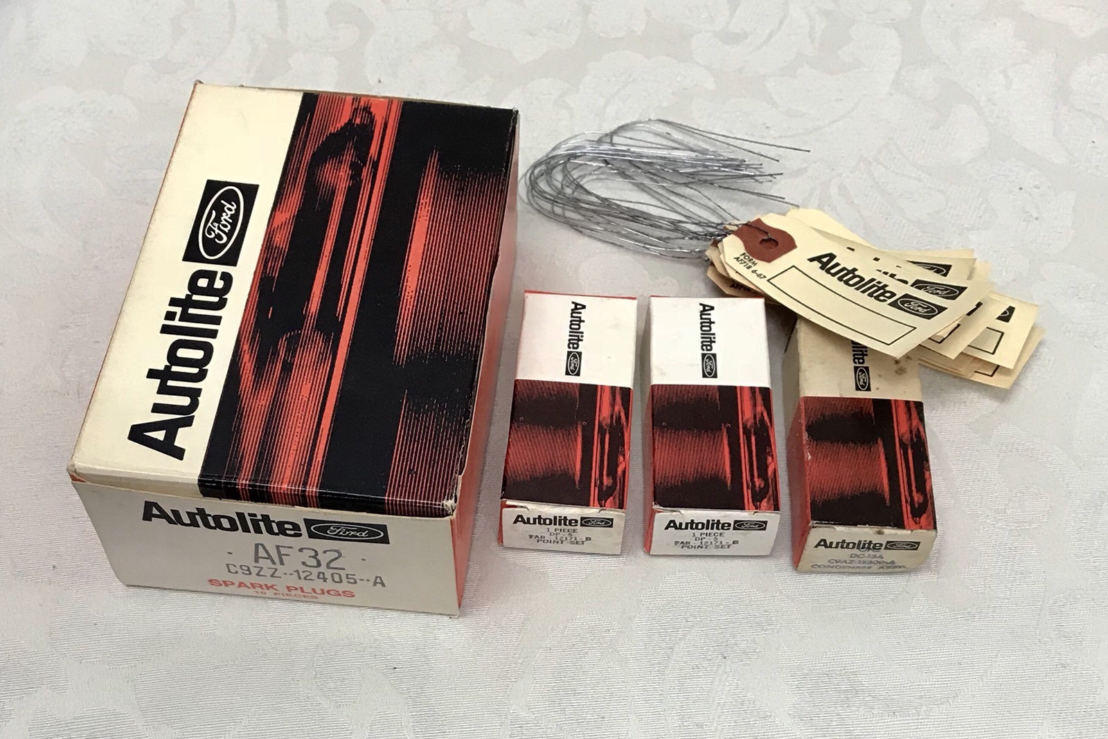 NOS Autolite-ford Boss 429 Parts & Af718 Tags Af-32 Plugs Dp-5 Points ...