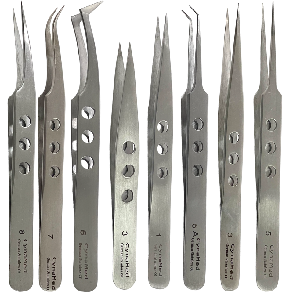 8 Pc Tweezer Set Stainless Steel Hobby Electronic Jewelry Watch Repairs ...