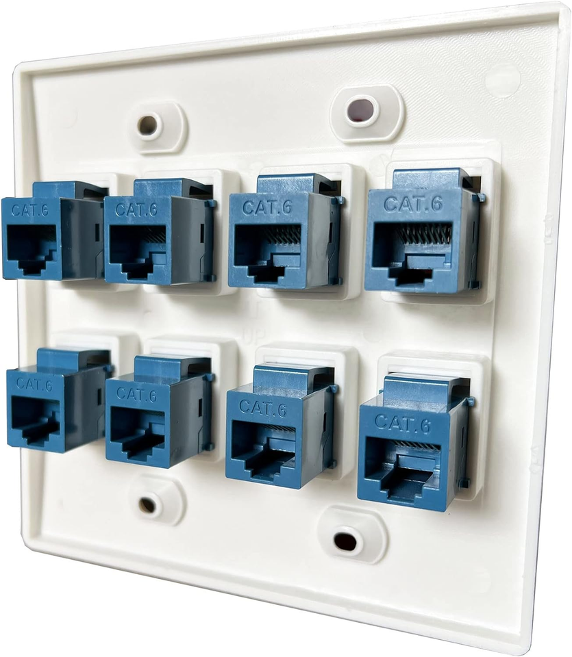 Ethernet Wall Plate - 8 Port RJ45 Cat6 Ethernet Wall Outlet, Female to ...
