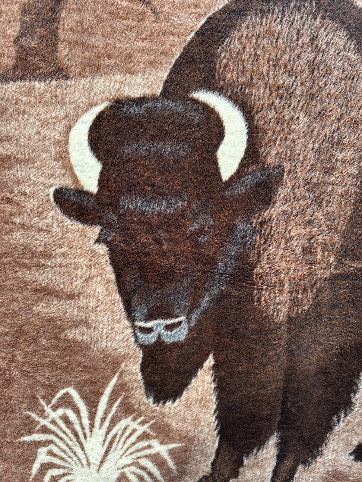 Biederlack Brown Tan Cream White Bison Buffalo Throw Blanket Acrylic ...