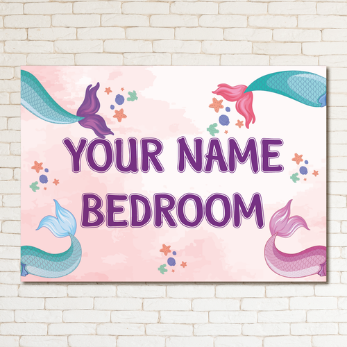Personalised Mermaid Tail Girls Decor Bedroom Door Kids Sign Metal ...
