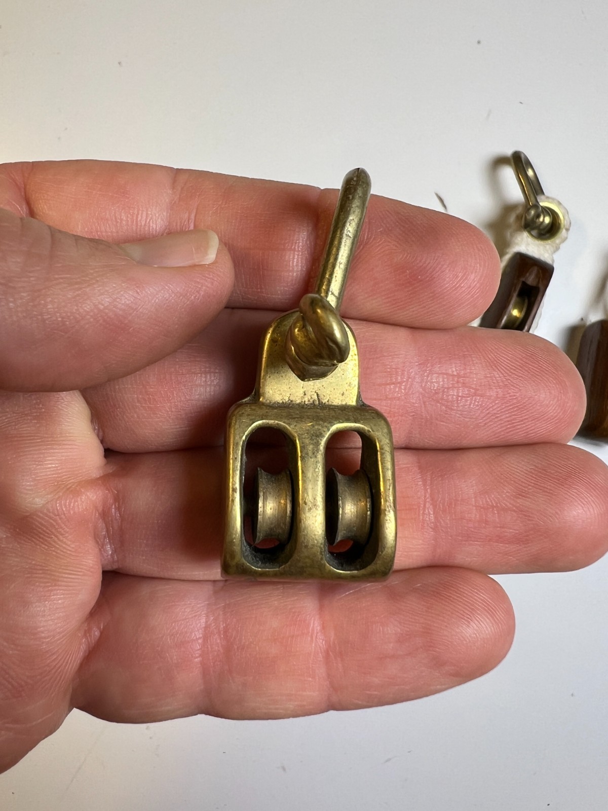 Small Tiny Antique Nautical Rope Blocks & Brass Shackles Wood & Rigging ...