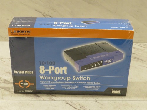 Linksys EZXS88W 10/100 Mbps 8-port Work Group Switch New Sealed In Box ...