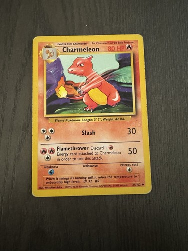 1999 Pokémon TCG CHARMELEON Base Set 24/102 Regular Unlimited Uncommon ...
