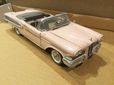 1958 Edsel Citation by Franklin Mint 1:24 scale Pink trunk & hood open ...