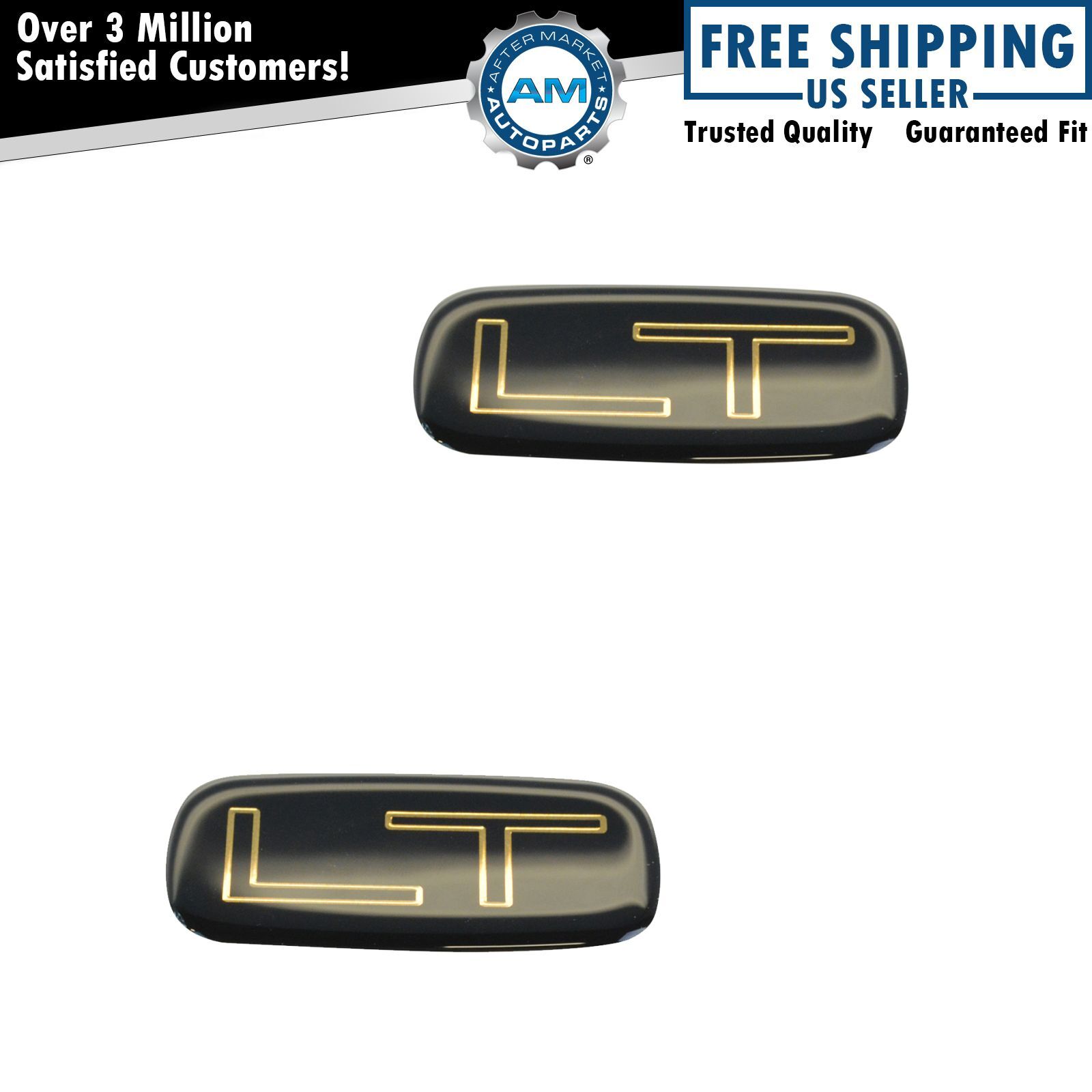 OEM 15036136 LT Nameplate Emblem Black & Gold Pair for Chevy Pickup ...