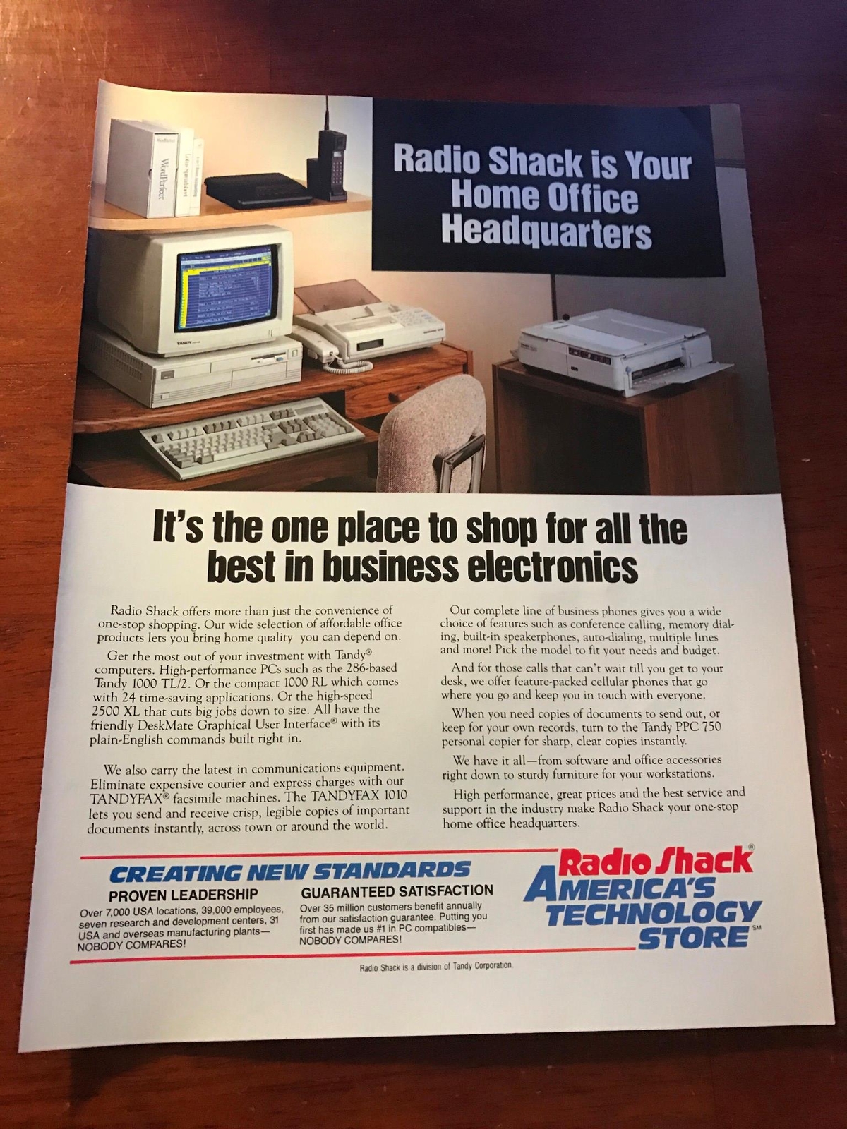 1990 VINTAGE 8x11 PRINT AD FOR RADIO SHACK HOME OFFICE TANDY 1000 RL ...