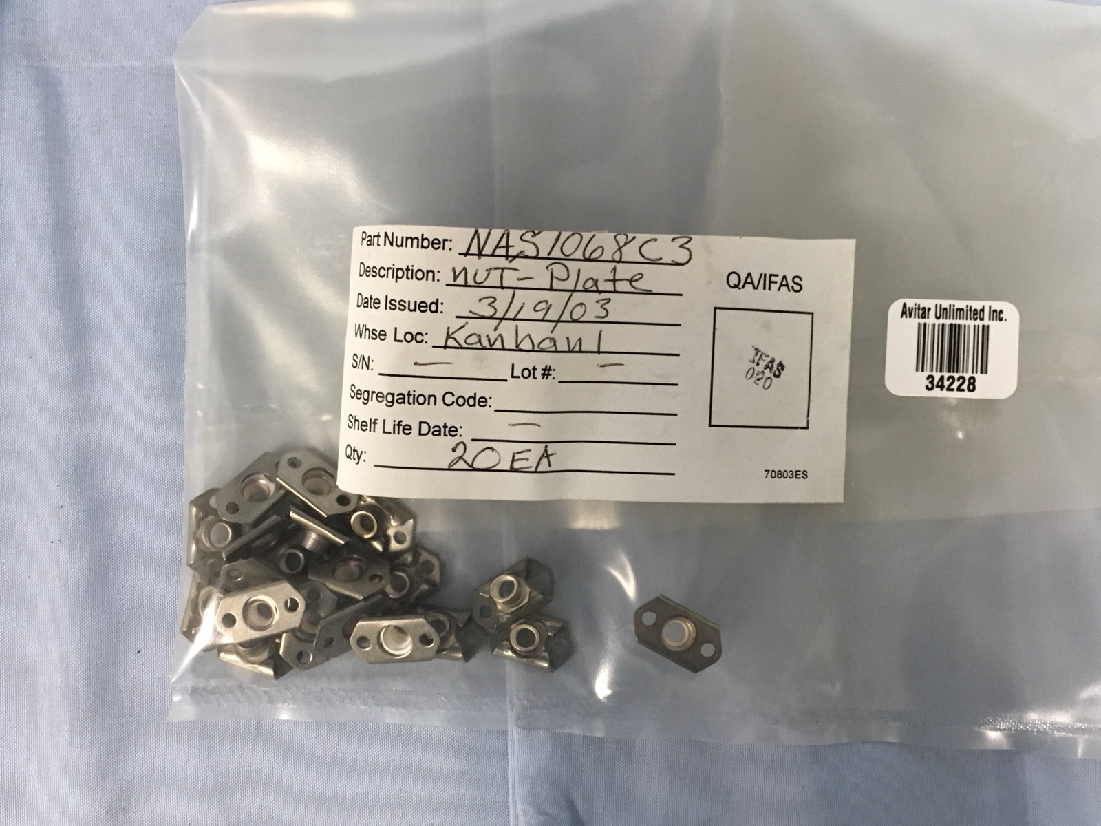 20 NEW Alcoa NAS1068C3 Mil-Spec Nutplate | eBay