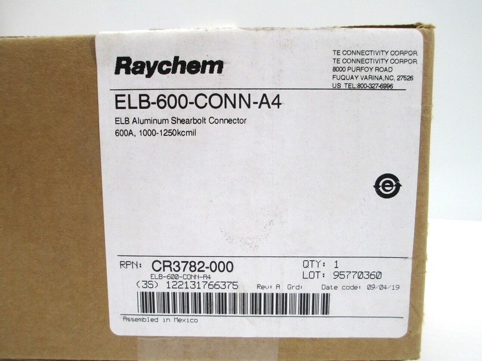 RAYCHEM ELB-600-CONN-A4 T-BODY ALUMINUM SHEARBOLT CONNECTOR COMMUNICATION | eBay