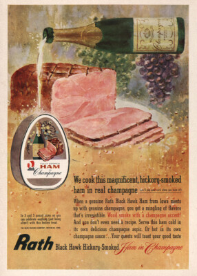 1961 Rath Black Hawk Ham: Champagne Vintage Print Ad | eBay