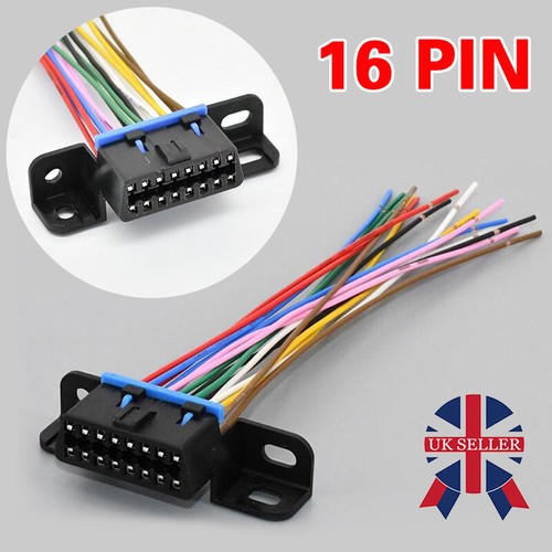 OBD2 Under Dash Mount Socket Plug Connector 16 pin Female Open Prewired ...