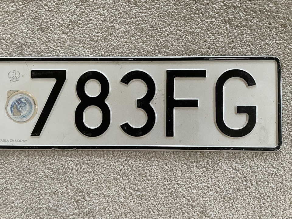 Number License Plate Poland Polish Warsaw Radom Genuine Used WR 783 FG ...