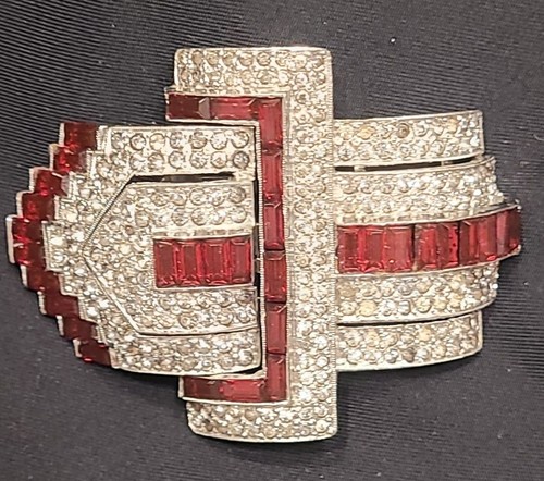 TRIFARI Ruby RED vintage clip-mate BROOCH PIN | eBay