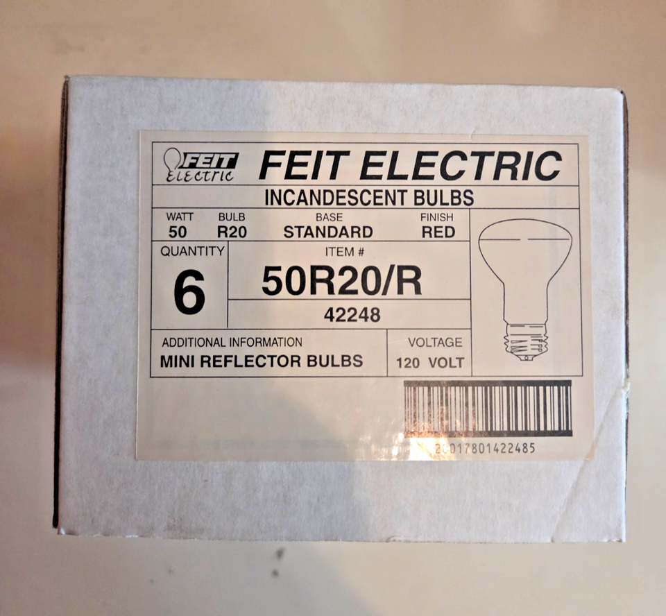 FEIT ELECTRIC 50R20/R Red Track Light Flood Bulb 50 Watt R20 Lot of 6 ...