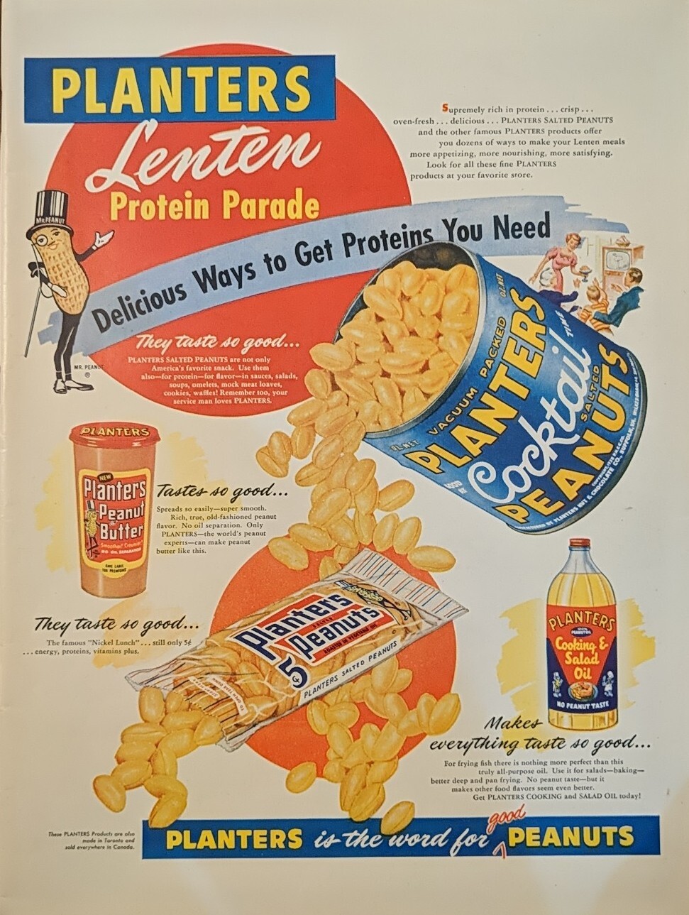 1954 vintage Planters Peanuts print ad. Peanut Butter, Nuts, Candy ...