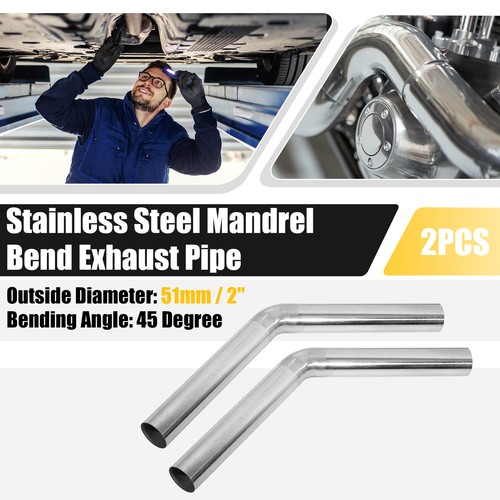 2pcs 45 Degree Bend 2" OD Car DIY Custom Mandrel Exhaust Pipe Stainless ...
