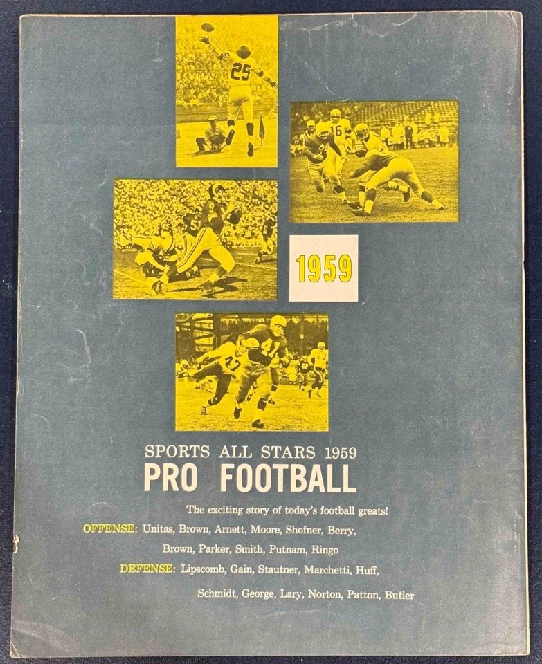 1959 PRO FOOTBALL MAGAZINE JOHNNY UNITAS BALTIMORE COLTS ON COVER NICE ...