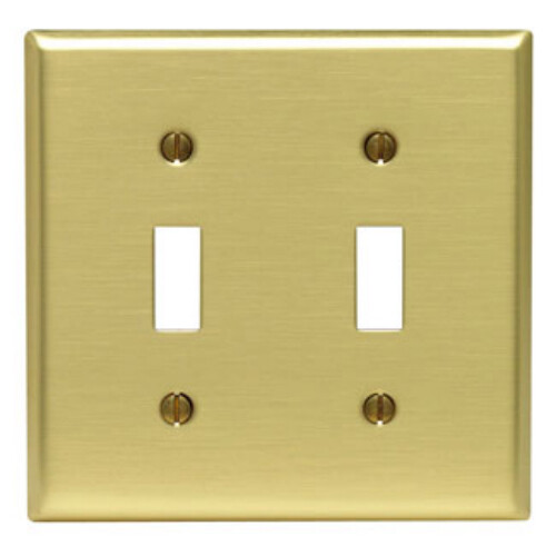 LEVITON SATIN BRASS 2G Standard Toggle Light Switch Wall Plate Cover ...