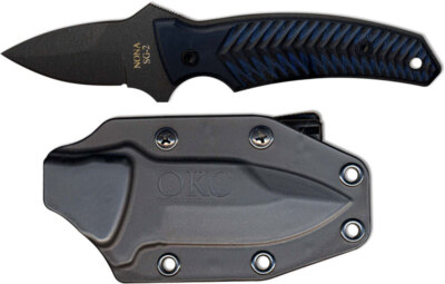 Ontario Nona Fixed Blade 420 Stainless Full Tang Black Blue Micarta ...