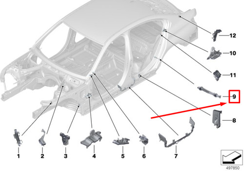 BMW 3 G20, G28 LOWER BODY C-PILLAR BAFFLE PLATE 41007341171 7341171 NO ...