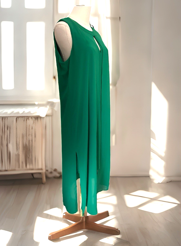 NWT Women’s Size 10 Emerald Green High-Low Maxi Keyhole Overlay Dress ...