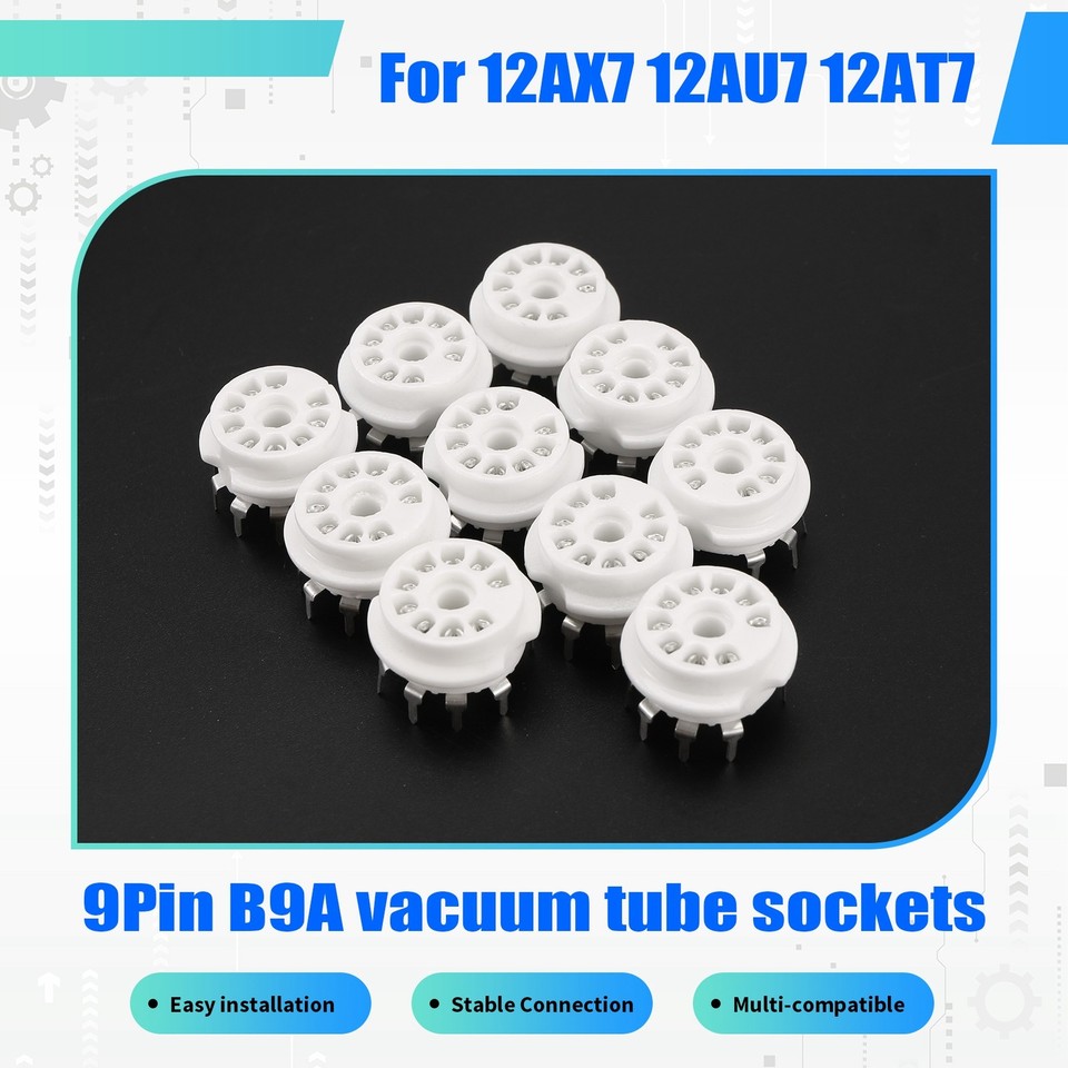 10PCS PCB 9Pin Ceramic B9A Vacuum Tube Socket Audio HIFI DIY Amps for ...