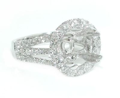 1.5 CT Large Round Halo Triple Split Shank DIAMOND Mounting Ring ...