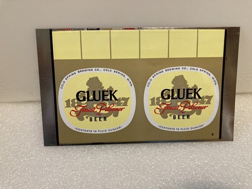 GLUEK PILSENER BEER 12OZ. BEER CAN FLAT SHEET. COLD SPRING BREWING ...