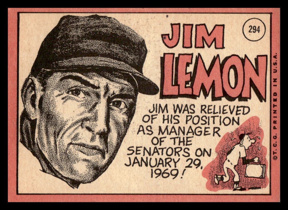 1969 Topps Jim Lemon #294 Washington Senators Baseball Card | eBay