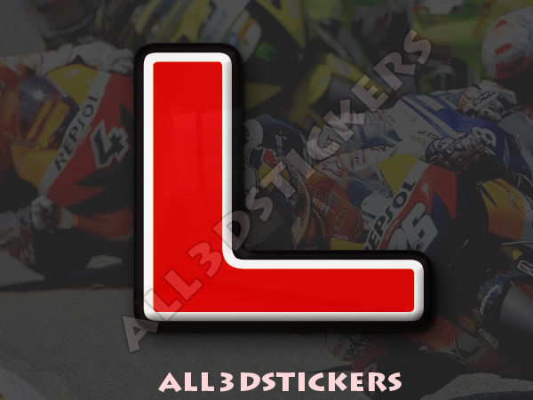 3D Stickers Resin Domed LETTER L - Color Red - 25 mm(1 inch) Adhesive ...