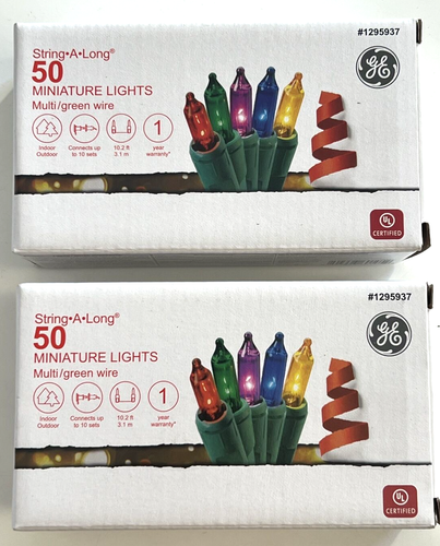 Lot of 2 GE Miniature 50 Count LED String Lights Multicolor Lights New ...