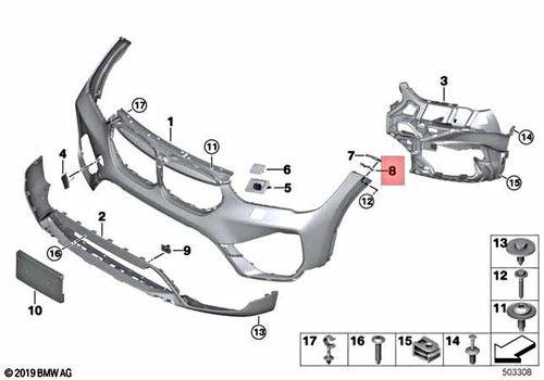 Genuine BMW X1 F48 F49 X1 16d 18d 18dX 18i Insert Bumper Front Left ...