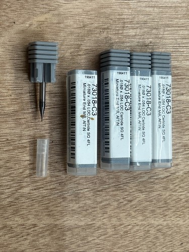 Qty. 4, Harvey Tool 73018-C3, .018” Carbide 4 flute Miniature End Mill ...