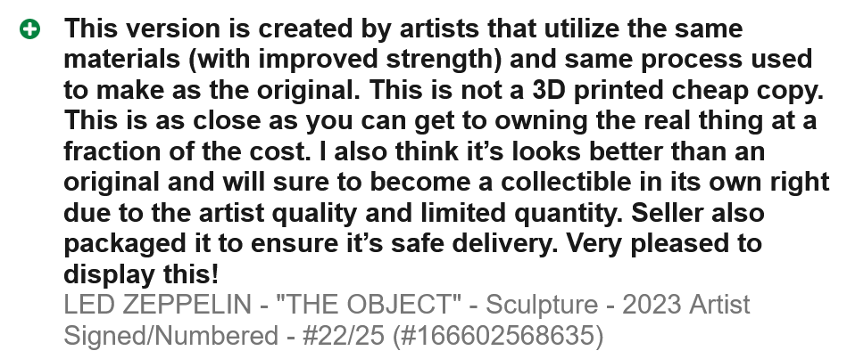 LED ZEPPELIN - "THE OBJECT" - Custom Art Sculpture - 2025 Museum ...