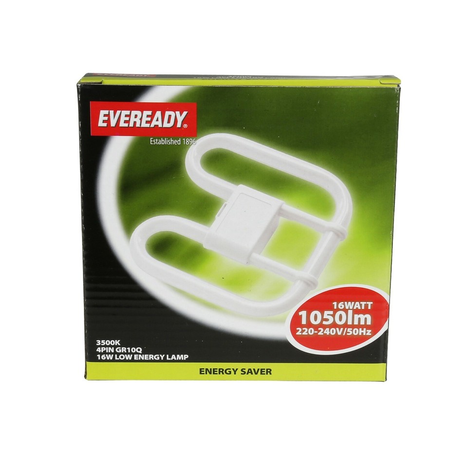 Genuine Eveready 2D Lamp 4 Pin GR10Q Low Energy Saving Light Bulb 16W ...