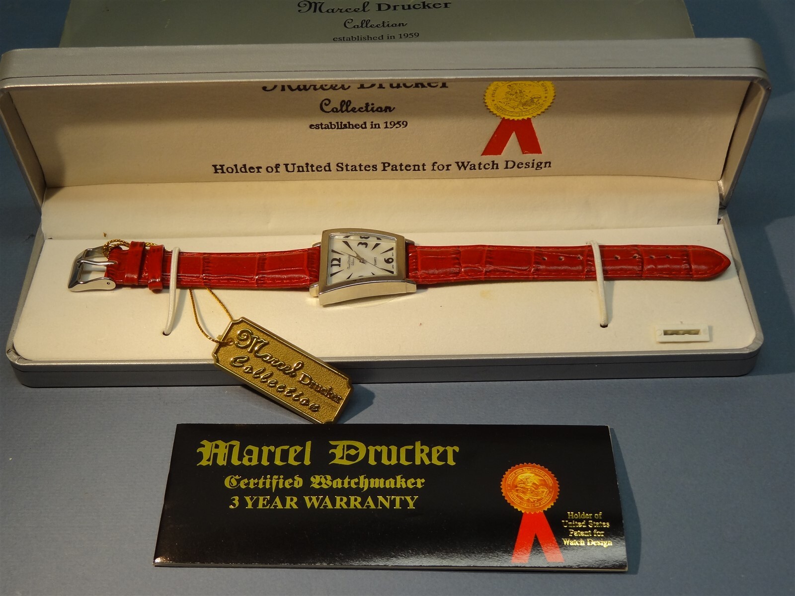 NOS Marcel Drucker Women's Wristatch Red Leather Band - New With Box | eBay