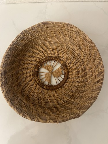 Vtg Coushatta Decorative Pine Needle 6” Basket Woven Design Native ...