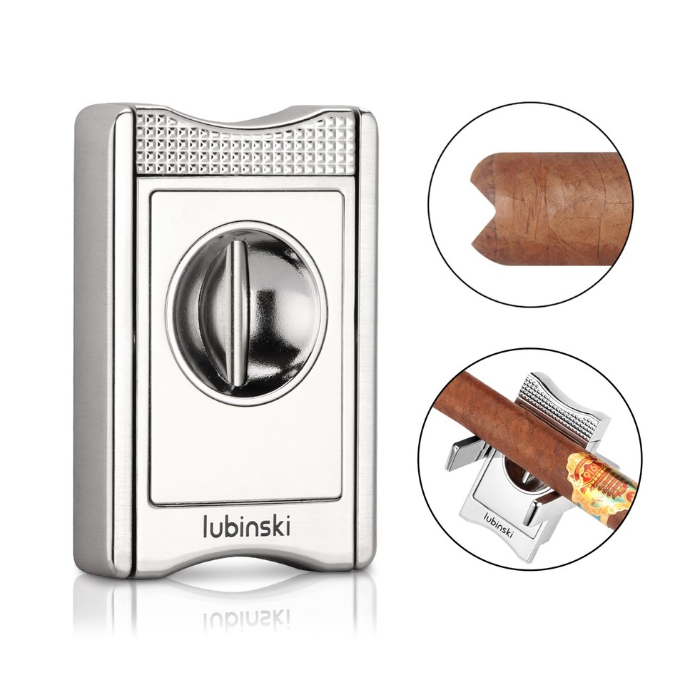 Lubinski Portable Stainless Steel V-Cut Cigar Cutter Holder Gift Sharp ...