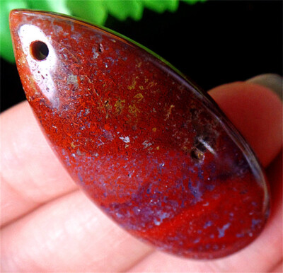 44x21x6mm Natural Tiger Stripes Red Jasper Reiki Teardrop Pendant Bead ...