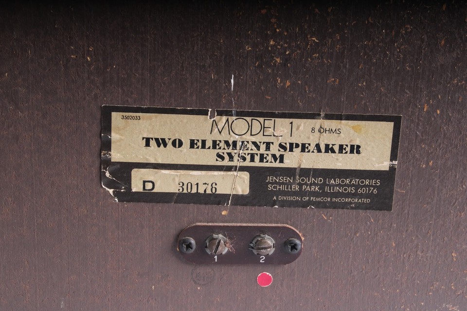 Jensen Model 1 Two Element Speaker System 8 Ohms (Pair) - Fair ...