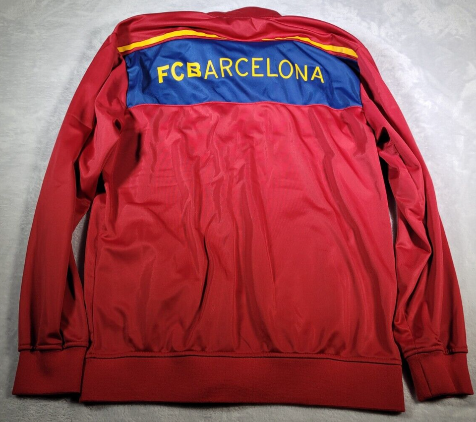 FCB Barcelona Track Jacket Mens L Maroon Navy Full Zip Patch Spell Out ...