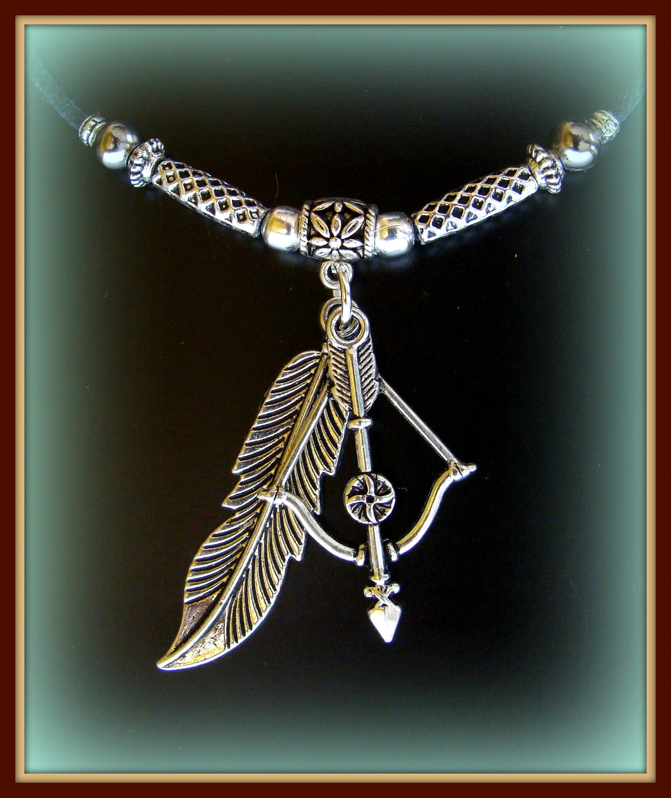 Feather - Bow + Arrow NECKLACE PENDANT FSU Seminoles theme - Indian ...