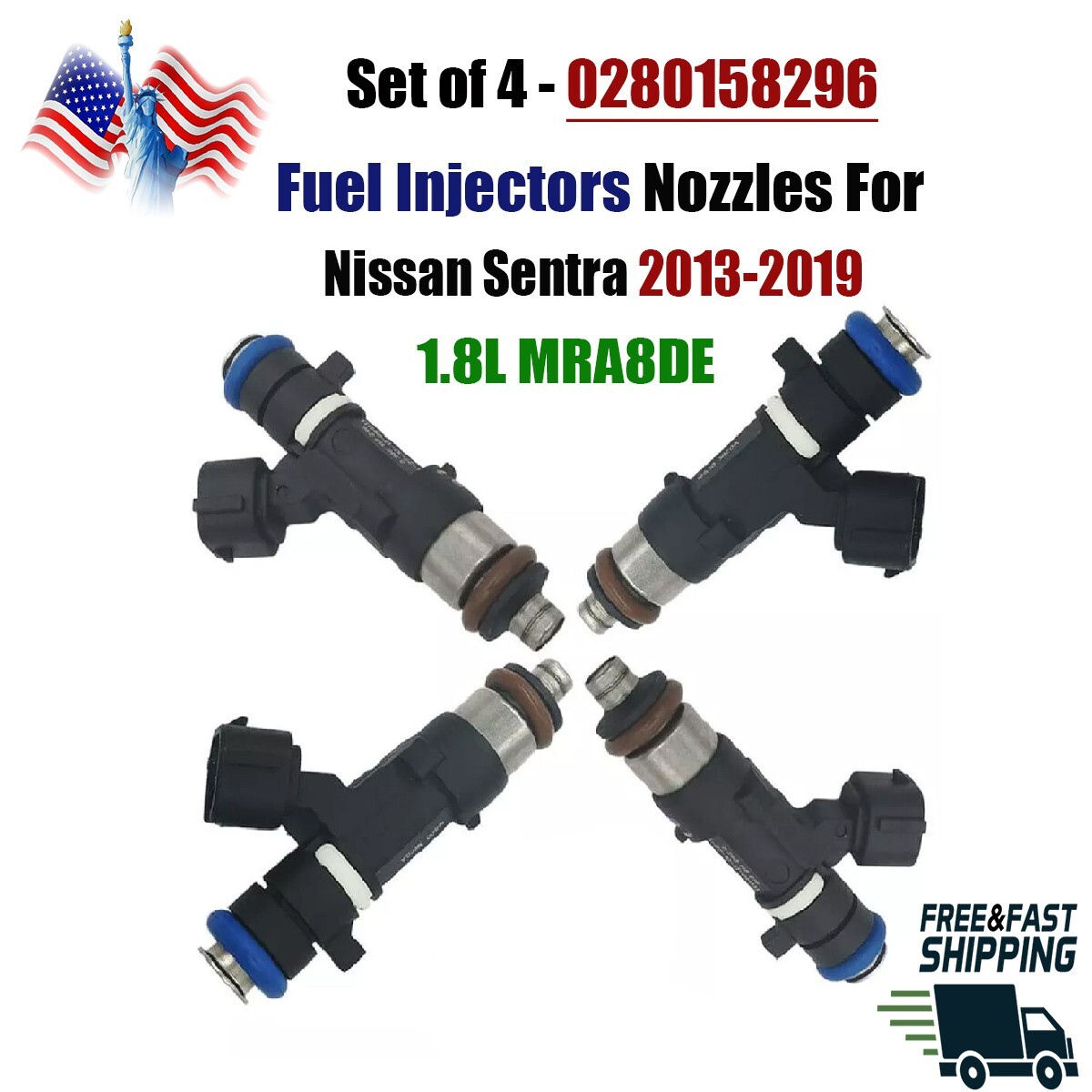 0280158296 4Pcs Fuel Injectors Nozzles For Nissan Sentra 2013-2019 1.8L ...
